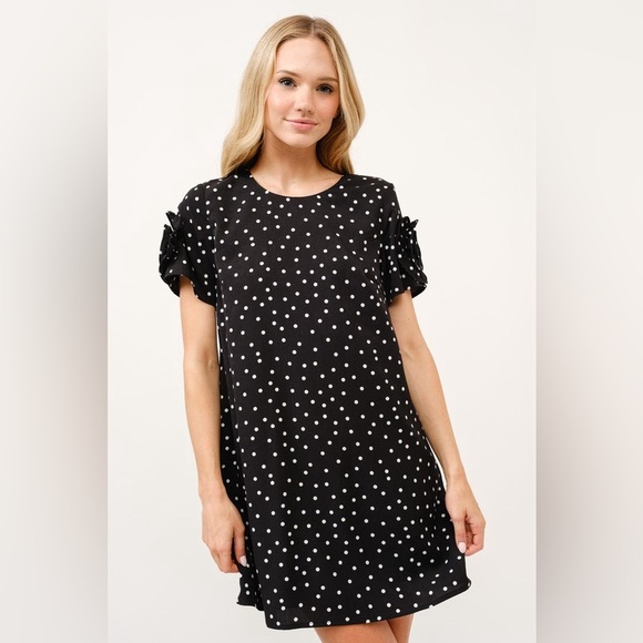 And The Why | Dresses | And The Why Embellished Sleeve Polka Dots Shift ...